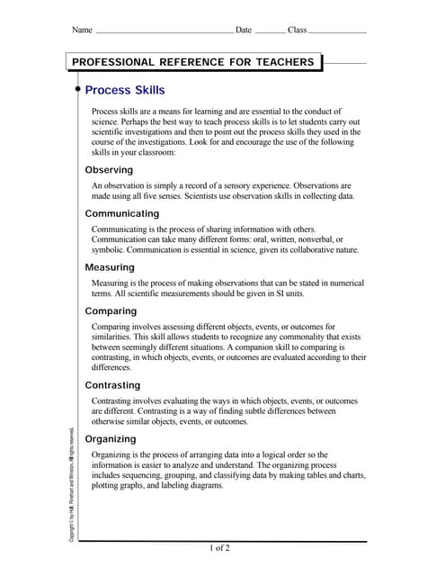 Science Process Skills | PPT