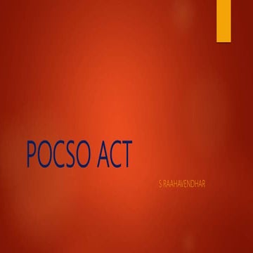 Protection of Children from Sexual Offences Act, 2012 | PPTX