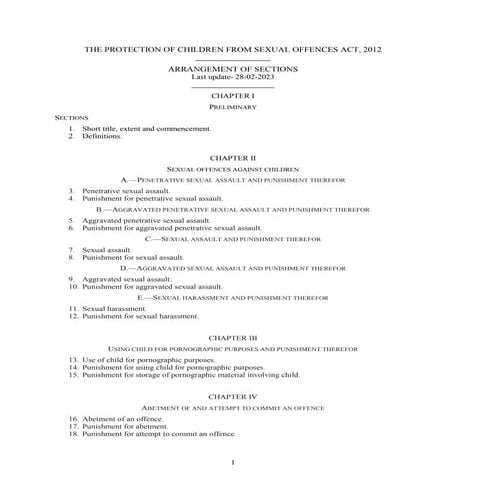 POCSO ACT.PROCTECTION OF CHILDREN FROM SEXUAL OFFENCES pdf | PDF