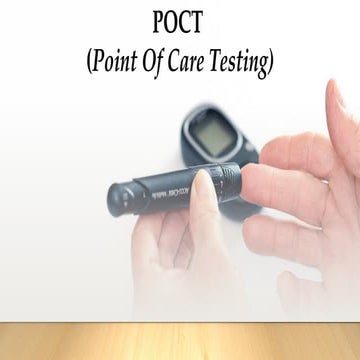 Point of Care Testing atau Bedside Test adalah pemeriksaan laboratorium ...