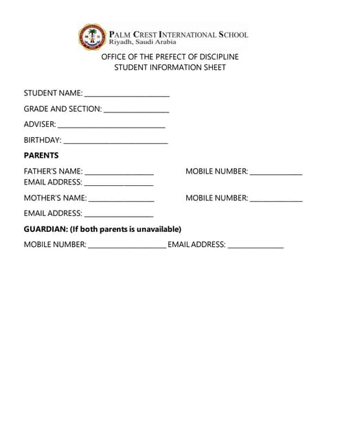 International student enrollment form TBA | PDF