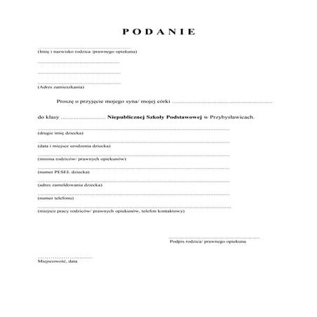 Podanie do podstawowej | PDF