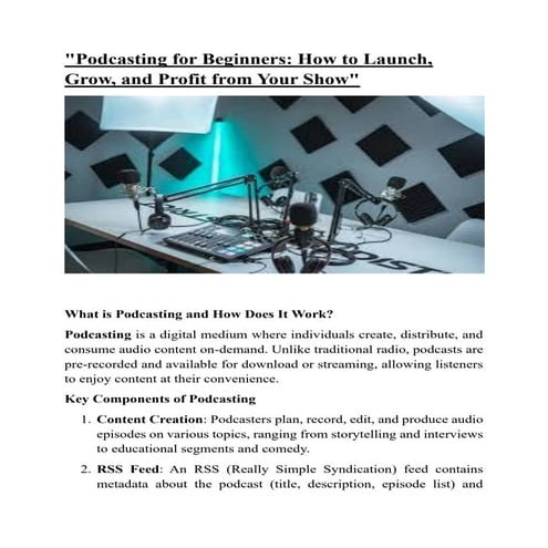 Podcasting for Beginners Learn how to Launch and Profit from Your Show.pdf | Digital Audio ...