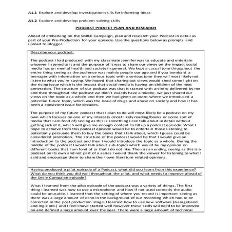 Podcast plan and research | PDF