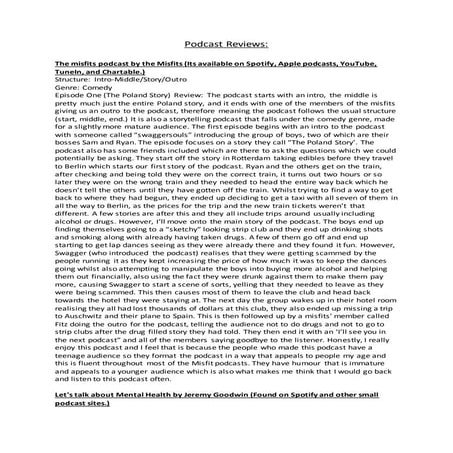 Podcast reviews | DOCX