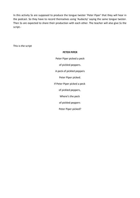 Peter Piper Picked A Peck Of Pickled Peppers Poem