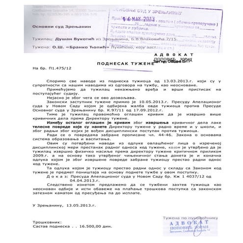 Podnesak advokata popovica | PDF