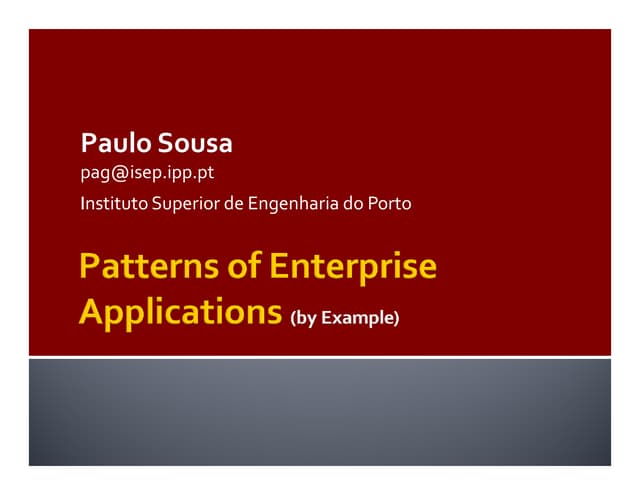 Patterns Of Enterprise Application Architecture By Example Ppt