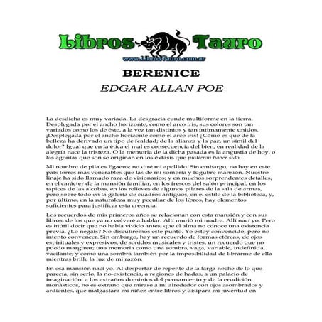 Berenice escrito por Edgar Allan Poe.... | DOC