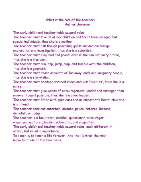 Teacher's Poem | ODT