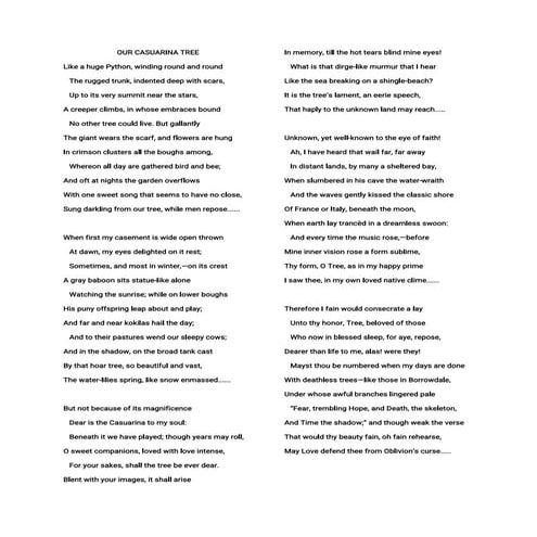 Its about casuarina tree poem. It was Penned bytoru | PDF
