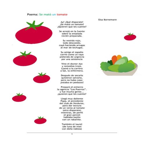 Poema se mató un tomate, para declamar frente al curso | PDF