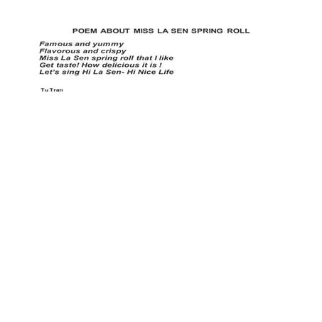 Poem about miss la sen spring roll | DOCX