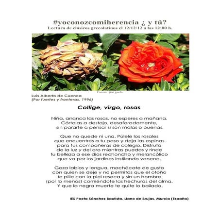 Poema Collige, virgo, rosas... | PDF