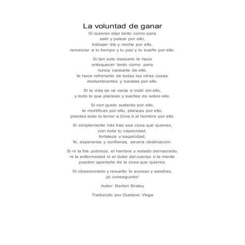 Poema motivacional la voluntad de ganar | DOCX