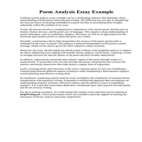 Poem Analysis Essay Example. How to write a Poem Analysis Essay ...