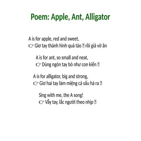 Poem_Apple_Ant_Alligator for teaching kids | PPTX