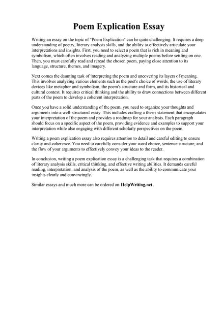 Poem Explication Essay Explication Essay Example On The Poem Naming Of