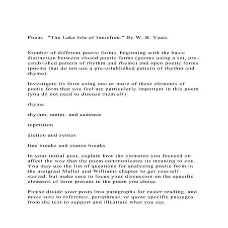 Poem The Lake Isle of Innisfree. By W. B. YeatsNumber .docx