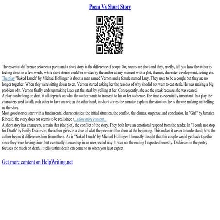 Poem Vs Short Story | PDF