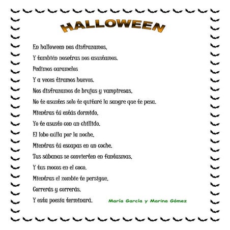 Poesía de halloween maría y marina | PDF