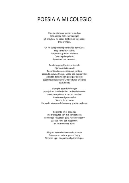 A mi escuela en su aniversario | PDF