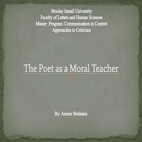 Poet As Moral Teacher | PPTX