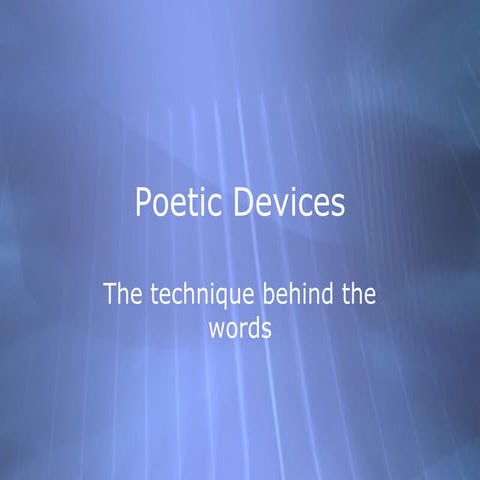 Poetic devices | PPT | Poetry | Books and Literature