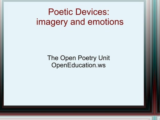 Poetic devices: imagery and the five senses | ODP | Poetry | Books and ...