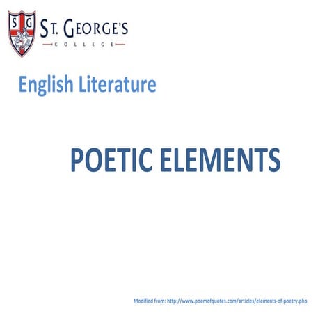 Poetic elements | PPT | Poetry | Books and Literature