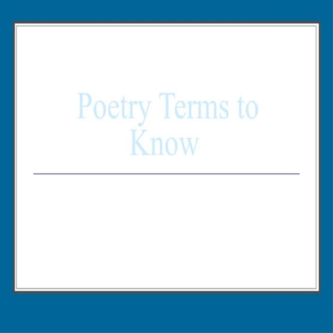Poetry Terms To Know | PPT