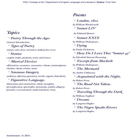 Poetry |1st year | PDF