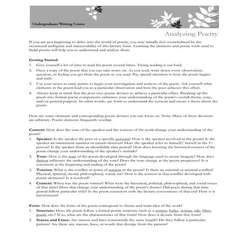 Poetry analysis | PDF