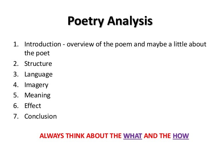 Poetry Analysis Poetry Analysis
