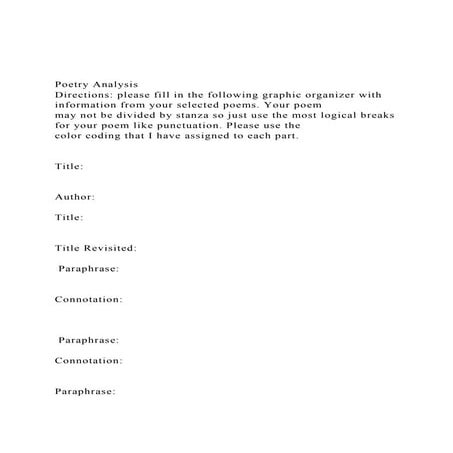 Poetry Analysis Directions please fill in the following gra | DOCX