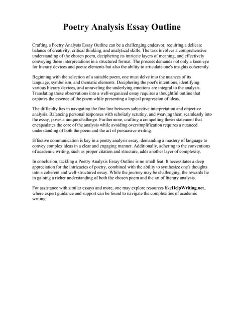 Poem Explication Essay. University of Management and Technology ...