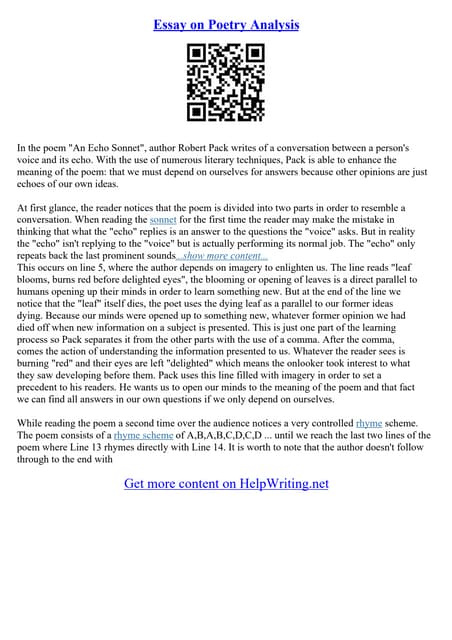 Poetry Essay Structure | PDF