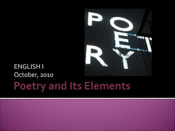 Basic Elements of Poetry | PPTX | Poetry | Books and Literature