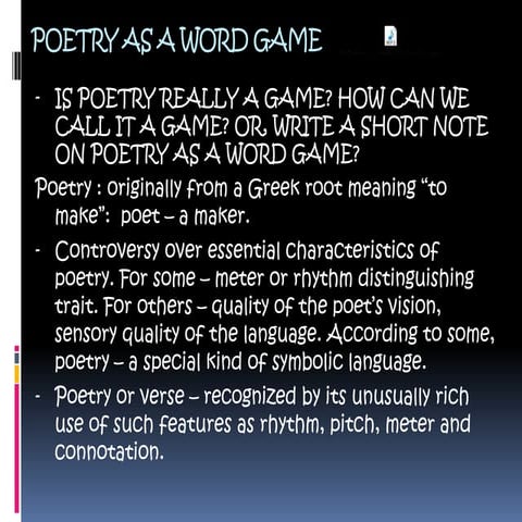 Poetry as a word game | PPTX | Poetry | Books and Literature