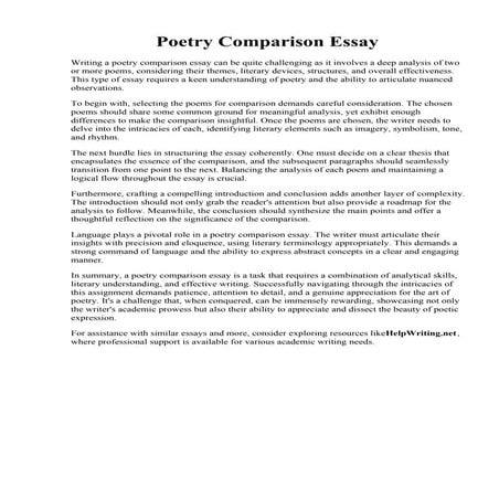 Poetry Comparison Essay | PDF | Amusement and Theme Parks | Attractions
