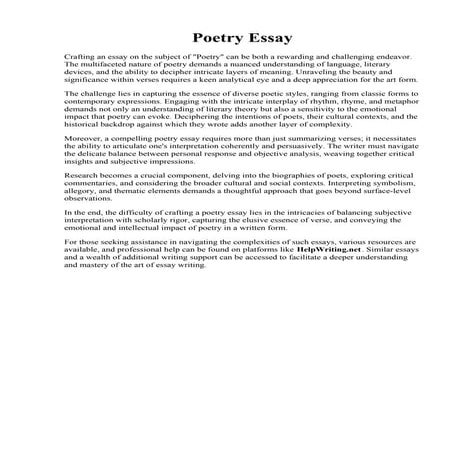 Poetry Essay | PDF