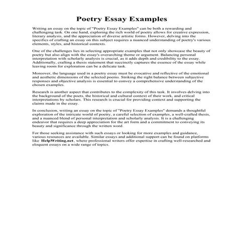 Poetry Essay Examples.pdf | History | Genres