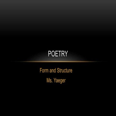Poetry Form and Parts | PPT