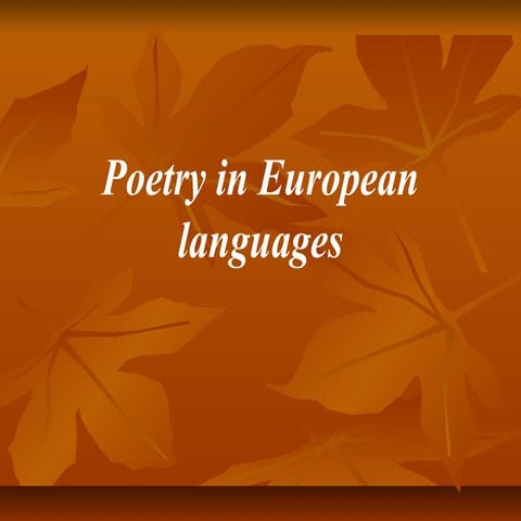 Poetry in european languages | PPT