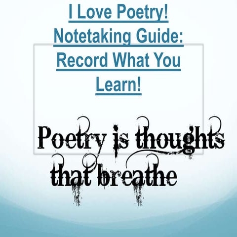 Poetry notes slides Ms. Vanko | PPT