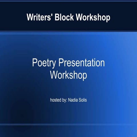 Poetry Presentation Workshop | PPT