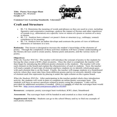 Poetry scavenger hunt | DOC