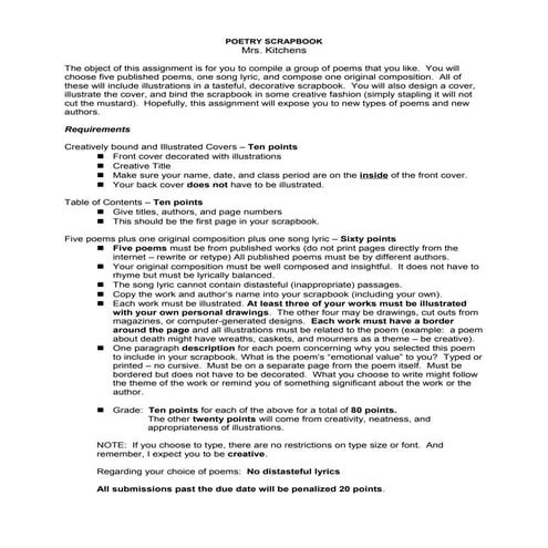 Poetry scrapbook project | DOC | Scrapbooking | Arts and Crafts