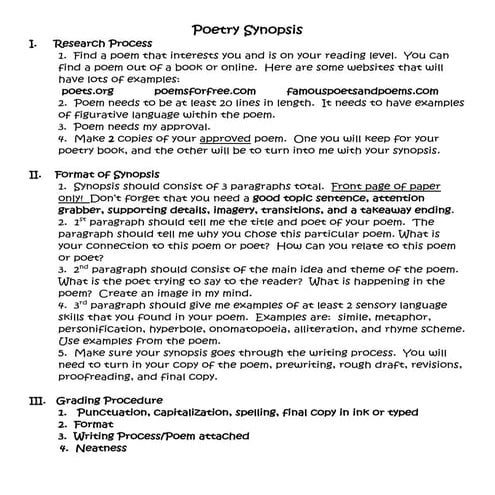 Poetry Synopsis | DOCX