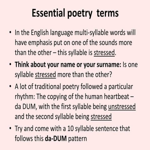 Poetry terms needed for this essay | PPTX